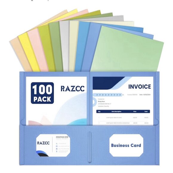 RAZCC | Office | 0 Ct Two Pocket Folders Razcc 100 Pack File Folders ...